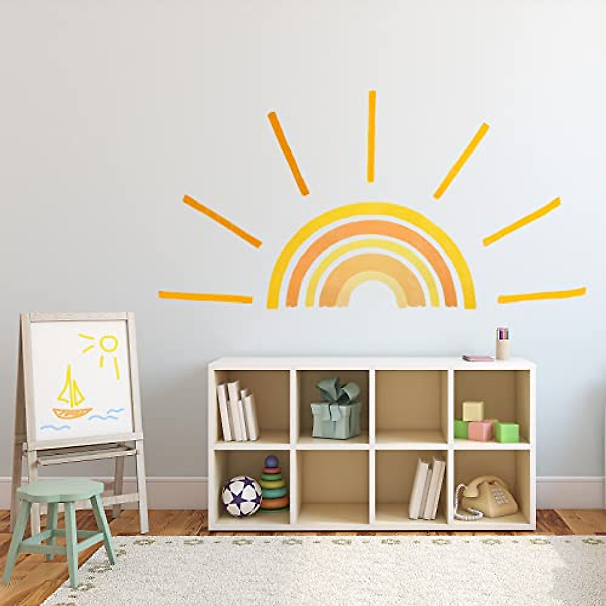 66.9x28.3 Inch Boho Rainbow Wall Decals Removable Rainbow Wall Sticker Wall Art Vinyl Peel and Stick Rainbow Decals for Girls Kids Bedroom Nursery Playroom Decor