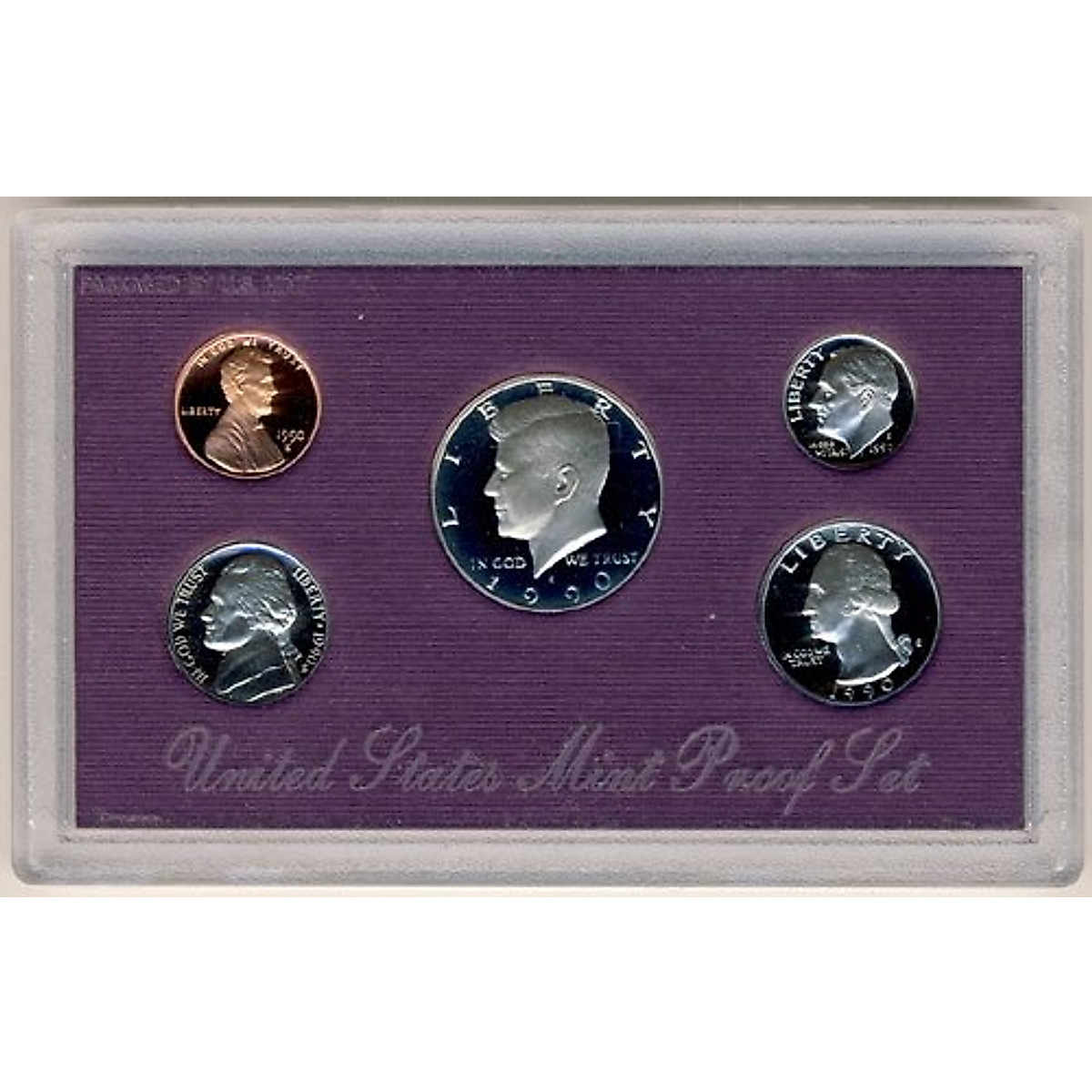 1990 S Clad Proof 5 Coin Set in Original Government Packaging Proof