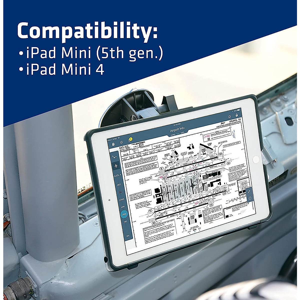 PIVOT MN5 Versatile Tablet Case - Fits iPad Mini 5th gen & iPad Mini 4-360 Degree Protection - for Professional Pilots, General Aviation - Gray