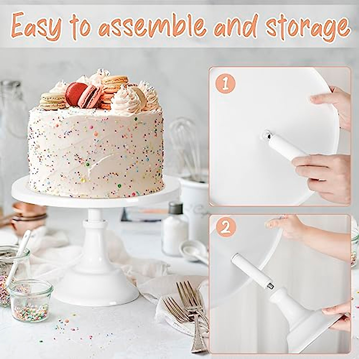 saiguomi 3Pcs Cake Stand, White Round Cupcake Stand 8/10/12Inch Dessert Display Stand Cupcake Holder Pastry Serving Plate for Baby Shower Wedding Birthday Party Celebration Home Decoration