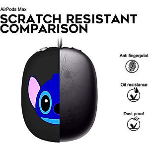 Sjiangqiao Cartoon Earpads Cover for Apple AirPods Max Wireless Headphones, Cute Kawaii Cartoon Ear Cushions Liquid Silicone Earphone Case, Gel Rubber Headset Earcup Protector Ear Pads(Cartoon, Black)
