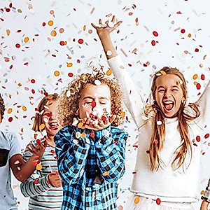 VCOSTORE Tissue Paper Confetti Circles - Round Confetti Dots，Large Table Confetti for Wedding Birthday Party Decoration and Gift Box decoration, 5000 pieces -Orange Red & Silver Mix Confetti