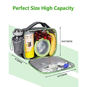 Amersun Kids Lunch Box with Multi-Pockets-Durable & Keep Food Warm Cold & Double Insulated School Lunch Cooler Bag with Water-Resistant Fabric for Kids, Girls, Boy-Children Lunch Tote (Grey)