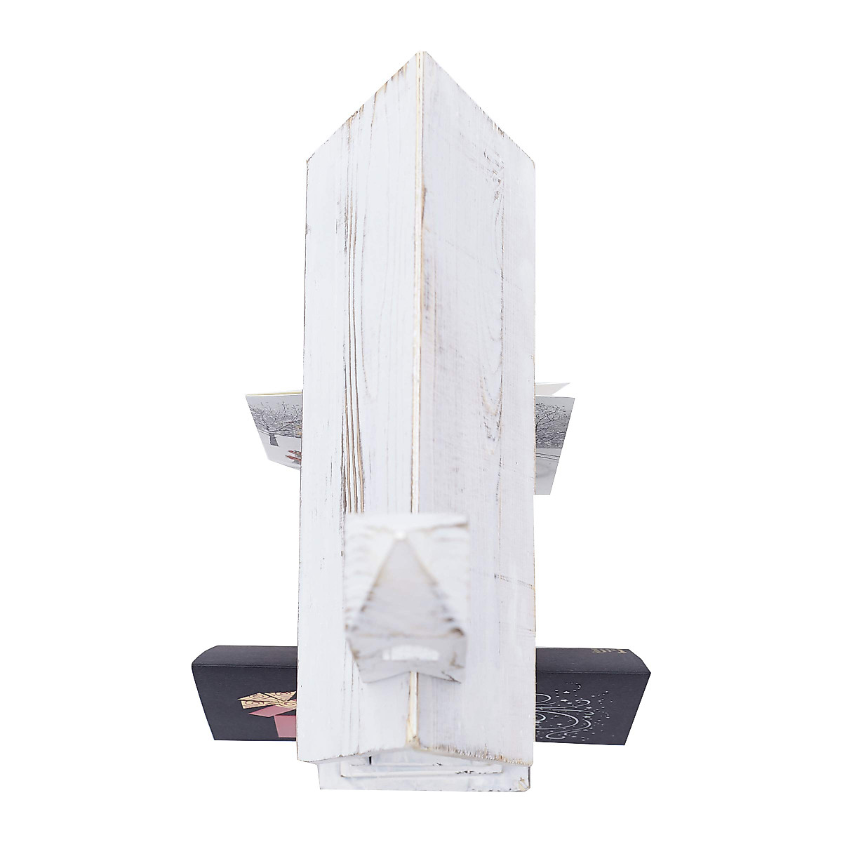 GALLERIE II 24" Rustic White Church Christmas Card Distressed Wood Mail Holder Xmas Festive Winter Holidays Table Tabletop Seasons Greetings Family Spiritual Wooden Home Decor Decoration Cream