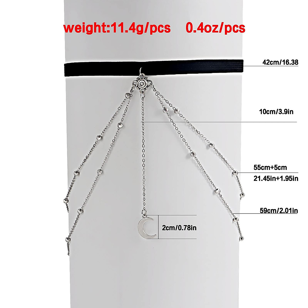 YienDoo Sexy Moon Thigh Chain Silver Tassel Crescent Moon Pendant Elastic Beads Layered Leg Harness Body Chain Boho Bikini Party Body Chain Beach Hottie Leg Chain Jewelry for Women Girls