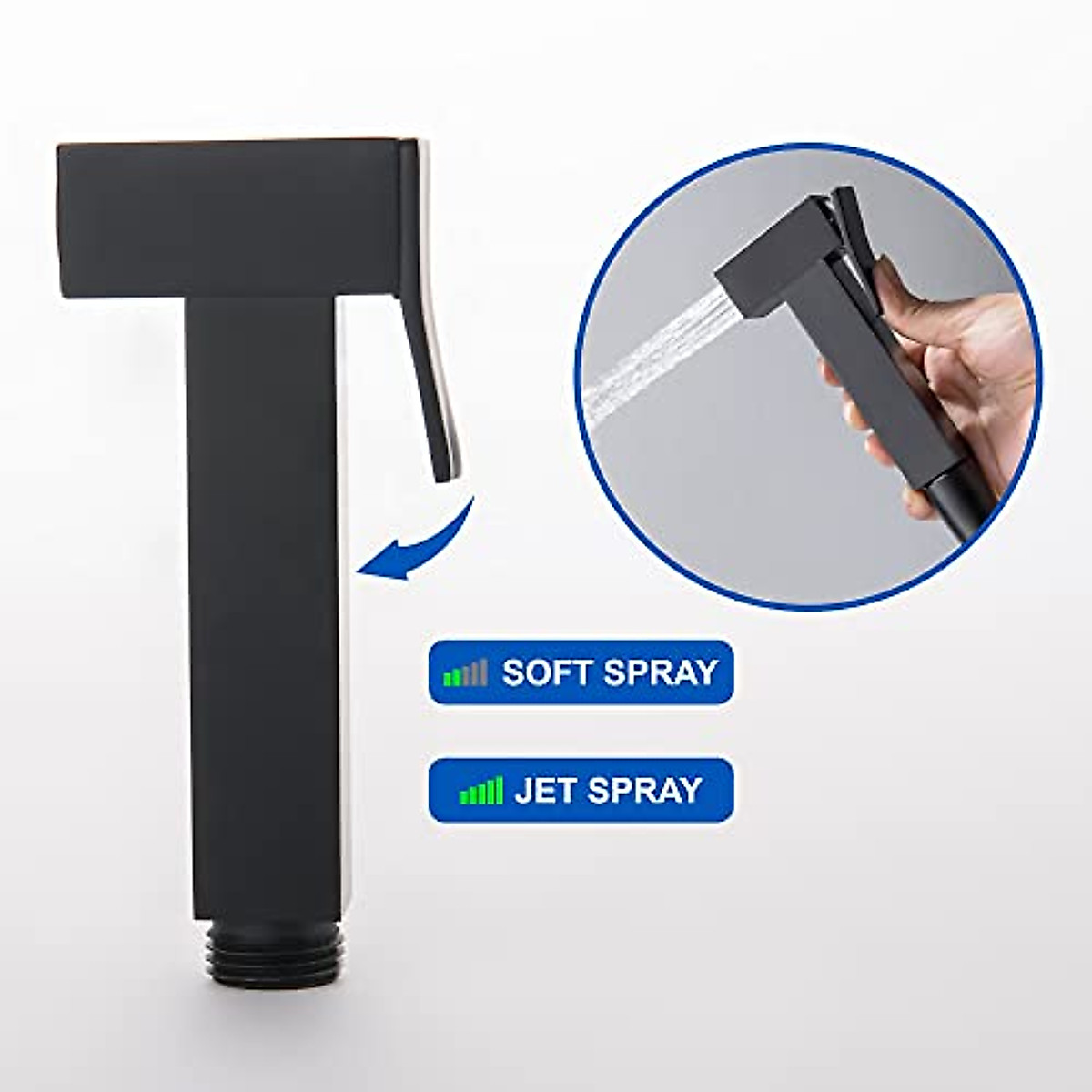 SHAMANDA Warm Water Bidet Sprayer for Toilet with Hot and Cold Brass Rough-in Valve, Stainless Steel Handheld Bidet Attachment Set for Feminine, Pets and Baby Diaper Wash, Matte Black, BDS08-7