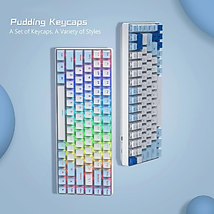 Womier Pudding Keycaps - PBT Keycaps, Shine Through Keycaps, 165 Keys Keycaps Set, Custom Keycaps for 61/68/84/87/82/100 Cherry Gateron MX Switches Mechanical Keyboard, Blue/White