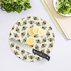 Save The Bees Printed Round Cutting Board Glass Chopping Blocks Mats Food Tray for Home Kitchen Decoration