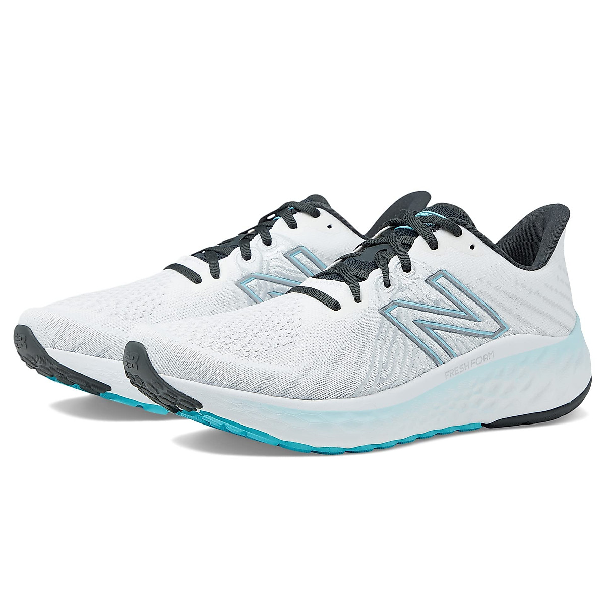 New Balance Women's Fresh Foam X Vongo V5 Running Shoe, White/Bleach Blue/Silver Metalic, 8
