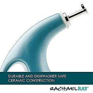 Rachael Ray 48467 Ceramic EVOO Oil and Vinegar Dispensing Bottle with Spout, 24 Ounce - Agave Blue