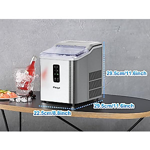 Countertop Ice Maker Machine, 26.5 lbs in 24Hrs, Electric ice Maker and Compact ice Machine with Ice Scoop and Basket, 2 Sizes of Bullet Ice for Home/Kitchen/Office