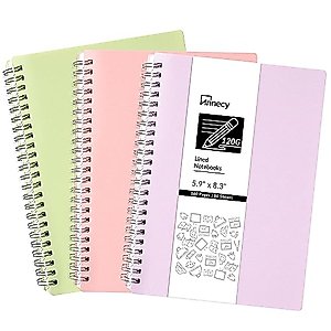 Annecy 3 Pack Lined Spiral Notebooks - A5 Lined Journals with 120gsm Thick College Ruled Paper 80 Sheets/160 Pages 5.9 x 8.3 inches - Journals for Writing/Drawing/Study and Notes