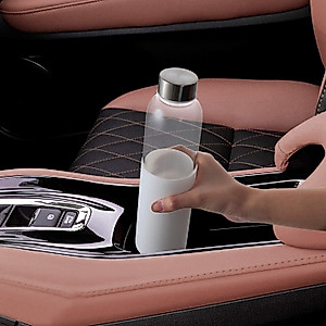 Sursip 18 oz Glass Water Bottles with Lids, Juice Bottles, Leak Proof Reusable Drinking Glass Juicing Bottles with Stainless Steel Lid and Silicone Sleeves, BPA Free, Set of 6（Small autumn）