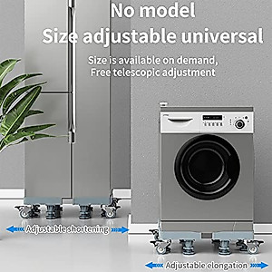 HQO LOVL Fridge Stand Mobile Base with 8 Locking Wheels and 4 Strong Feet, 19.7”-27.5” Adjustable Furniture Dolly for Washer Dryer Washing Machine Stand Pedestal, Refrigerator Stand(KBN-14GRAY)