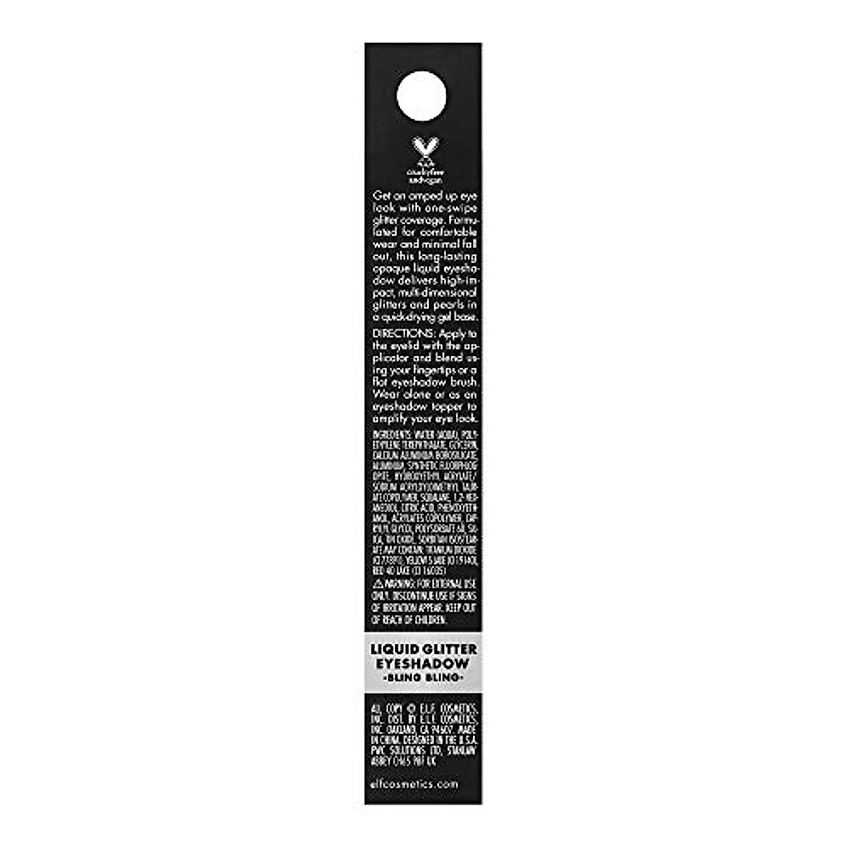 e.l.f., Liquid Glitter Eyeshadow, Long Lasting, Quick-Drying, Opaque, Gel-Based Formula, Creates High-Impact, Multi-Dimensional Eye Looks, Bling Bling, 0.10 Fl Oz