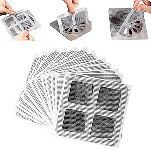 Shower Drain Hair Catcher Mesh Stickers - 2024 New Strong Adhesive Drain Cover Hair Collector, Disposable Shower Drain Hair Catcher Mesh Stickers for Bathtub Kitchen Sink (50PCS)