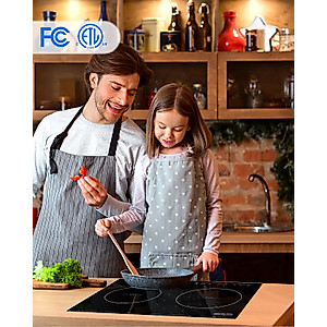 Empava IDC12B2 Horizontal Electric Stove Induction Cooktop with 2 Burners in Black Vitro Ceramic Smooth Surface Glass 120V, 12 Inch