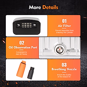 Namiose Air Compressor Pump Head 2HP/3HP Air Compressor Motor Head Pump Replacement Iron Piston Style Lubrication Pump Tools & Home Improvement Universal (3HP 2.2KW)