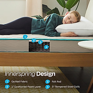 Linenspa 6 Inch Mattress - Firm Feel - Bonnell Spring with Foam Layer - Mattress in a Box - Youth or Kids Bed - Guest Bedroom - Durable and Breathable Support - Affordable - Full XL Size- White