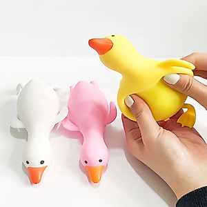 MSRRTUSY 3Pcs Stretchy Duck Squeeze Toys,Squishy Stress Relief Toys for Adults and Kids,Squishy Fidget Toys,Party Favors for Kids,Birthday Gifts,Christmas,Easter Egg,Classroom Prizes