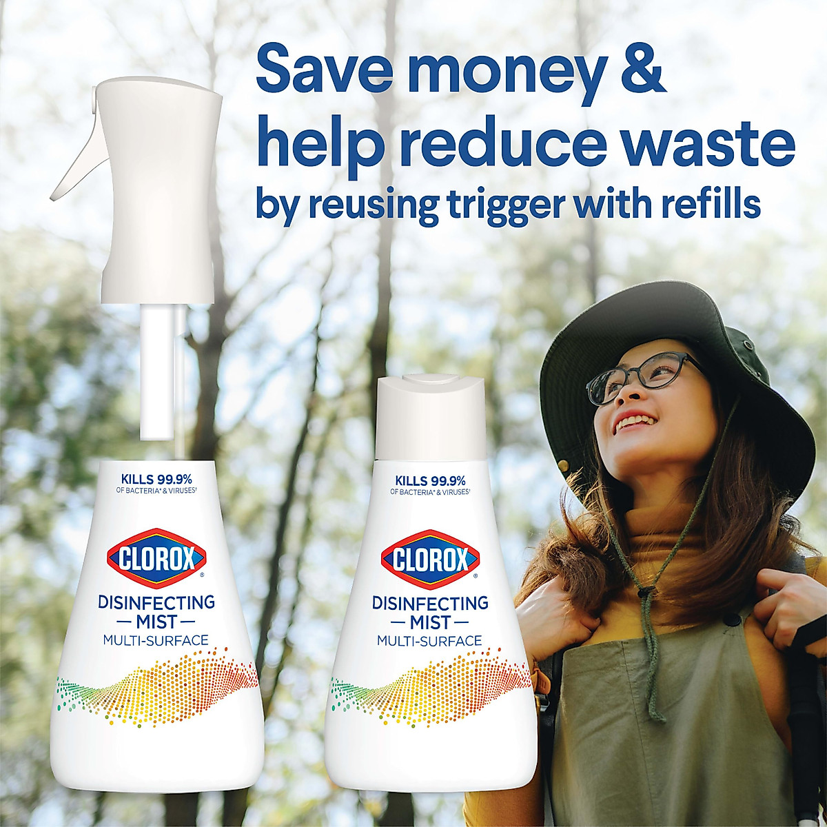 Clorox Disinfecting Mist, Multisurface Cleaner, Lemon and Orange Blossom, Sanitizing Spray & Refill, 16 Ounces