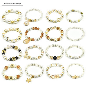 VONRU Pearl Charm Bracelet Set (Charm pearl bracelet set)