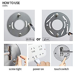 Jolitac 8.5 Inch LED Makeup Mirror Wall Mount, 10X/1X Magnification Chrome Personal Make Up Mirror Round Shaped, Double-Sided Swivel Vanity Mirror Touch Button Adjustable Light for Bathroom