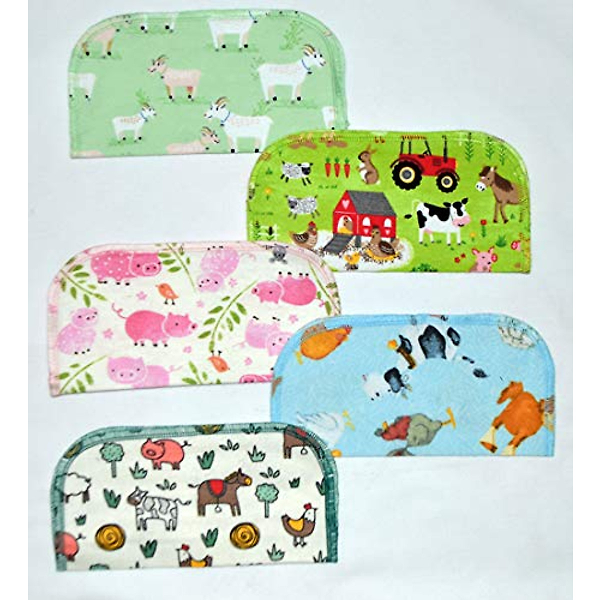 1 Ply Printed Flannel 8x8 Inches Little Wipes Set of 5 Farm AnimalsFBA