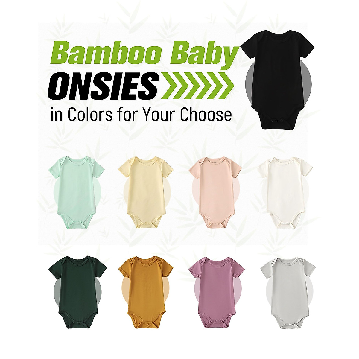 DEFAHN 2PCS Bamboo Baby Rompers Unisex Onsies Solid Short Sleeve Baby Bodysuit 3-6 Months Black