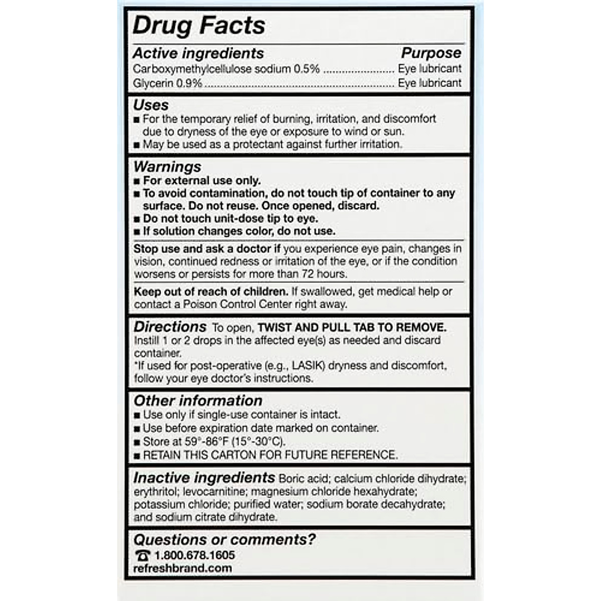 Refresh Optive Lubricant Eye Drops, Preservative-Free, 0.01 Fl Oz Single-Use Containers, 60 Count