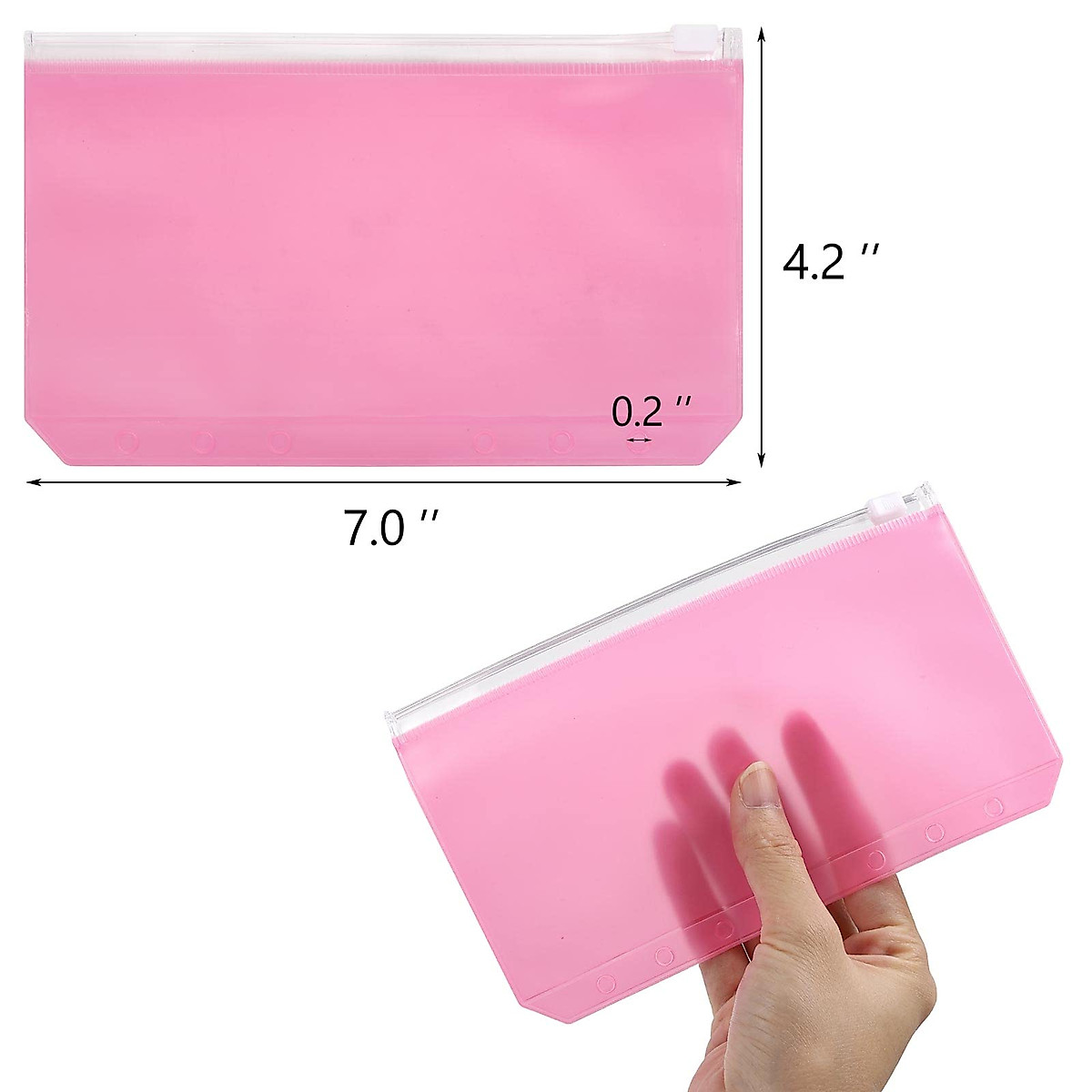 24Pcs A6 Binder Pockets 6 Holes Zipper Binder Pouch for Cash,ID Card,Credit Card, 8 Colors