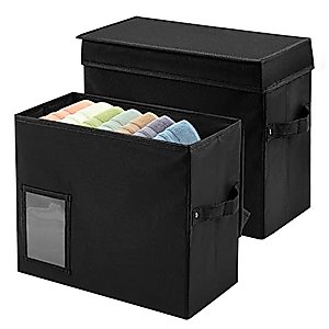 ZOOS Storage Bins with Lids and Handles, 2 Pack Large Collapsible Storage Bins for Clothes, Fabric Storage Boxes Organizer Containers with Cover for Home Bedroom Closet Office, 15.4x8.1x12.2in