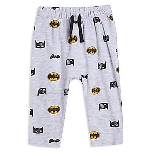 DC Comics Justice League Batman Newborn Baby Boys Bodysuit Pullover T-Shirt and Pants 4 Piece Layette Set Dark Multipack 6-9 Months