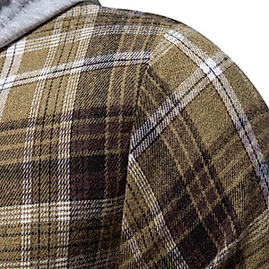 Muscularfit fall clothes for men Crewneck Sweatshirts Men Fall Fashion Plaid Button Down Shirt Causal Drawstring Long Sleeve Hoodie Checkered Coat deals of the day clearance Yellow L