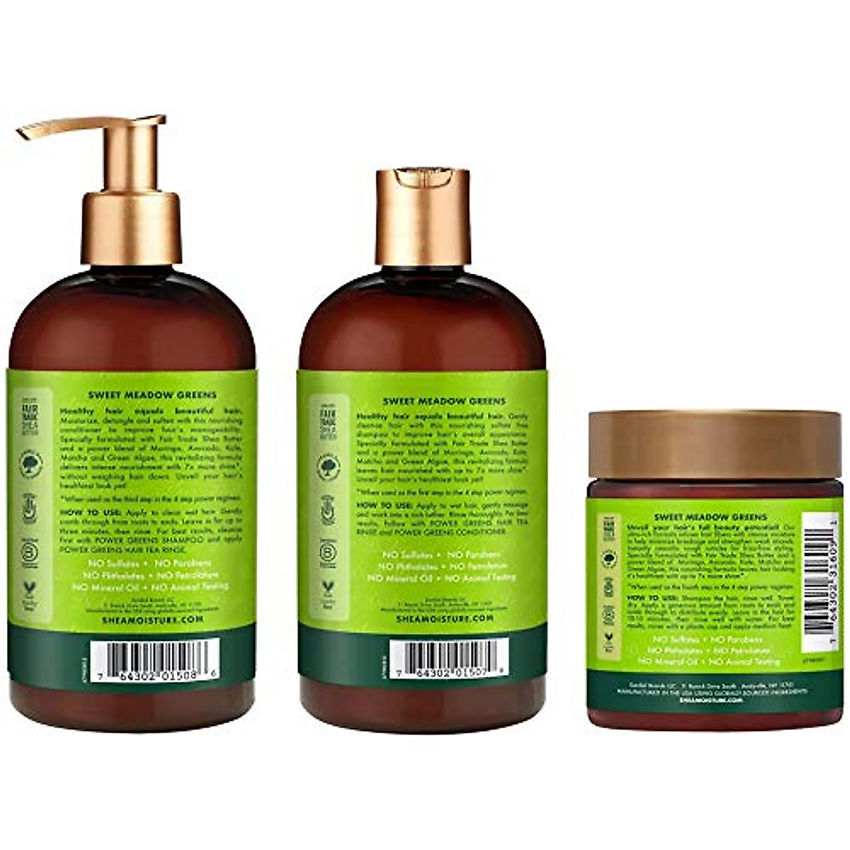 SheaMoisture Power Greens Curly Hair Moringa And Avocado Shampoo, Conditioner And Reconstructor Dry Hair Moringa Avocado to moisturize