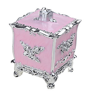 HUIFACAI Cotton Swab Storage Box with Lid Q-Tip Swab Holder Cotton Jar Cotton Swab Dispenser Box Cosmetics Organizers, as the pic show, Silver