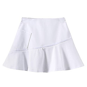 GRANDWISH Girls Sport Skort, Girls Athletic Performance Skort for Golf, Tennis, Running, White 8
