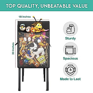 Stuffed Animal Storage Pocket for kids chair or Bed - Over Chair Organizer for Stuffies, Baby Ideas Holder, Toy Plush Storage/Hammock Hanging Storage Net Big Girls Toddler Large Bag Animals Black