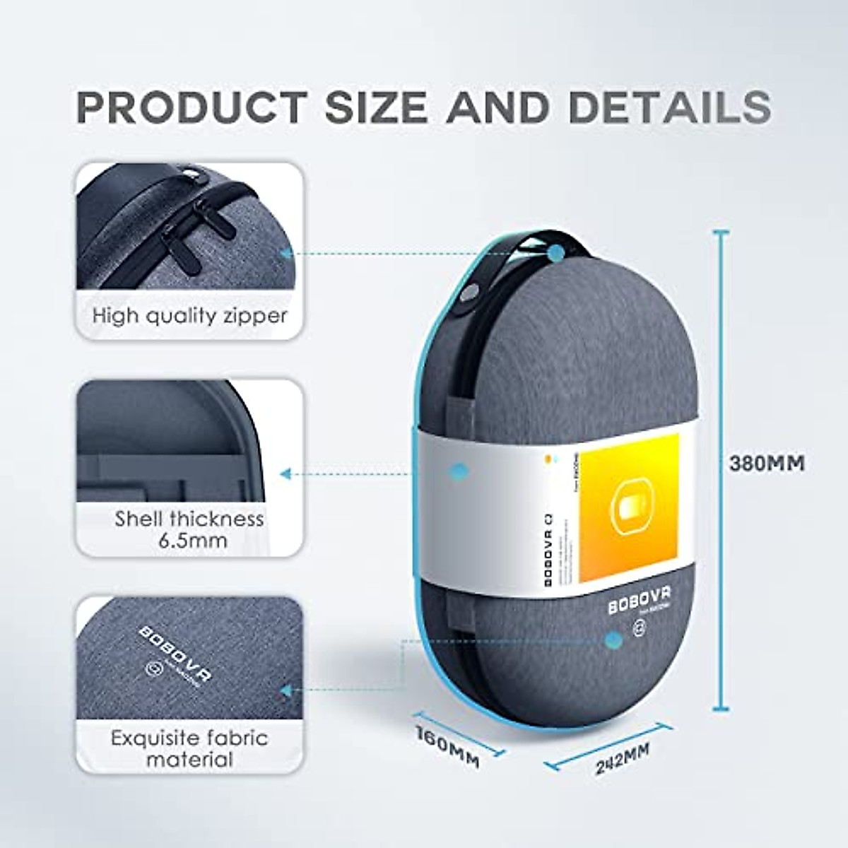 BOBOVR C2 Carrying Case - Compatible with Quest 2 Strap and Controllers, Hard Large Space,Travel Protection, Waterproof Zipper Technology