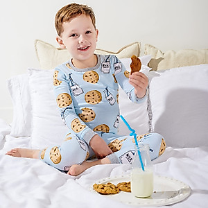 Mud Pie Baby Boys' Milk and Cookies Pajama Set, Blue, 12-18, 12 Months-18 Months
