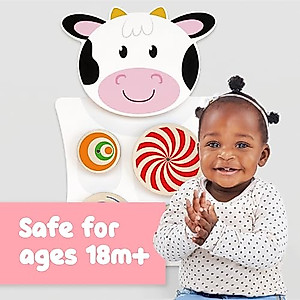SPARK & WOW - 50677 Cow Activity Wall Panel - 18m+ - Toddler Activity Center - Wall-Mounted Toy - Busy Board Decor for Bedrooms, Daycares and Play Areas