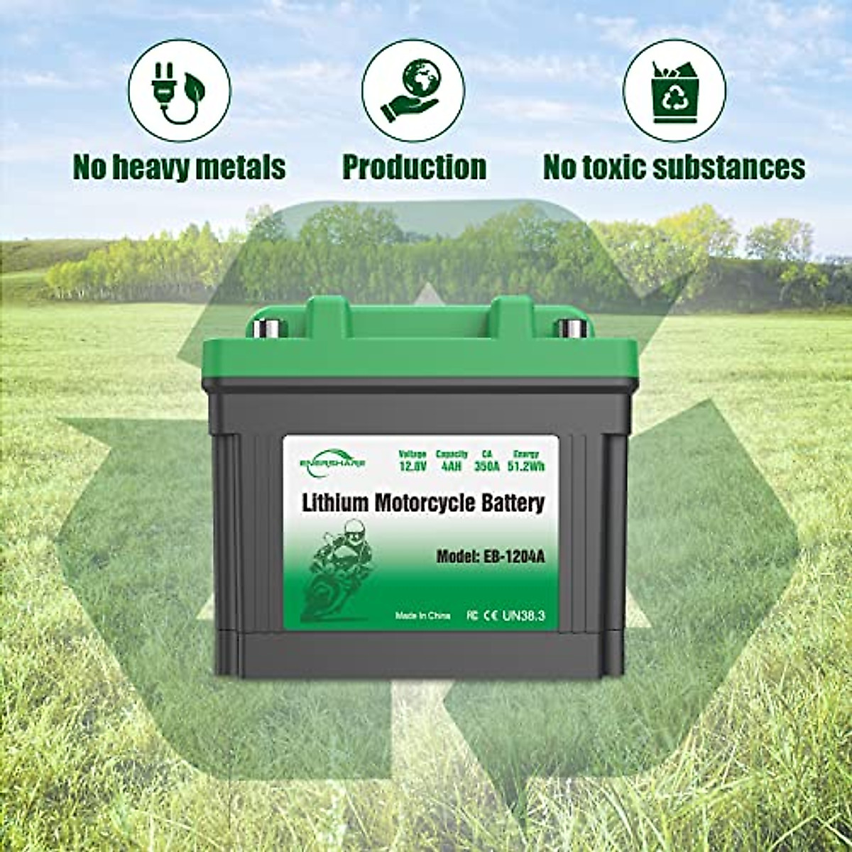 ENERSHARE Lithium Motorcycle Battery, 12V 400A Replaces YTX9-BS Lightweight Powersport Battery,for Motorcycle, ATV, Scooter, Dirt Bike, Snowmobile, Personal Watercraft, Lawn Mower
