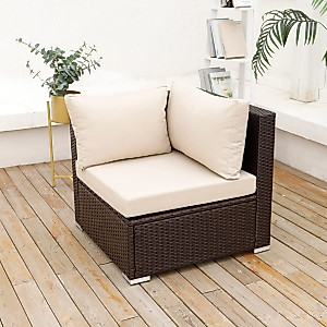 RADIATA Conversation Sets Outdoor Patio Furniture Corner Sofa Set Gray PE Rattan Wicker Conversation Sets (Brown)