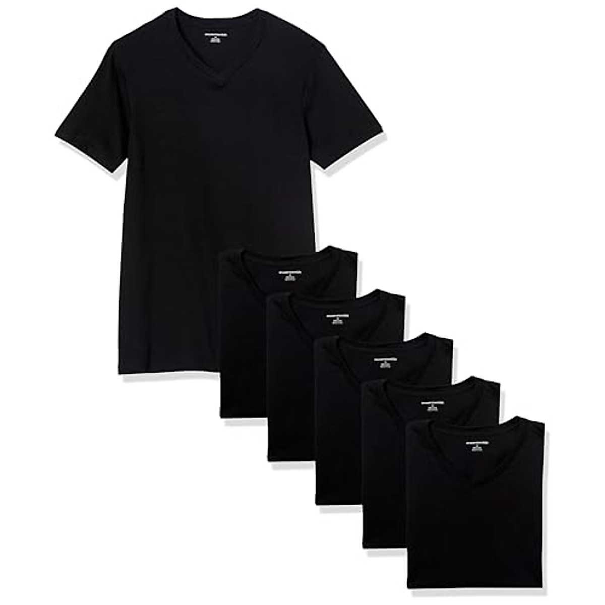 Amazon Essentials Men's V-Neck Undershirt, Pack of 6, Black, X-Large