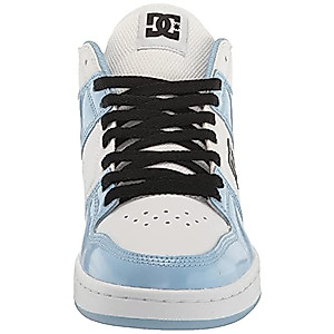 DC Women's Manteca 4 Mid Skate Shoe, Blue/White/Black, 6.5