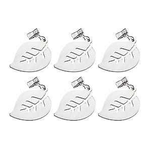 Metal Tablecloth Weights Outdoor Picnic Table Cloth Cover Weighted Clips Vintage Decorative Heavy Duty Stainless Steel Holders Camper Tablecloth Clip Weights for Garden Patio Camping (6, Silver Leaf)