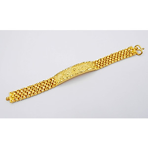 arrawana77 Guardian lions Thai Gold Plated Bangle 24k Thai Baht Yellow Gold Filled Jewelry Bracelet 7 Inch 32 Grams 13 mm