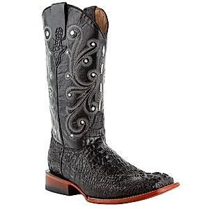 Ferrini Mens Stampede Crocodile Embroidered Square Toe Pull On Casual Boots Mid Calf - Black - Size 13 EE