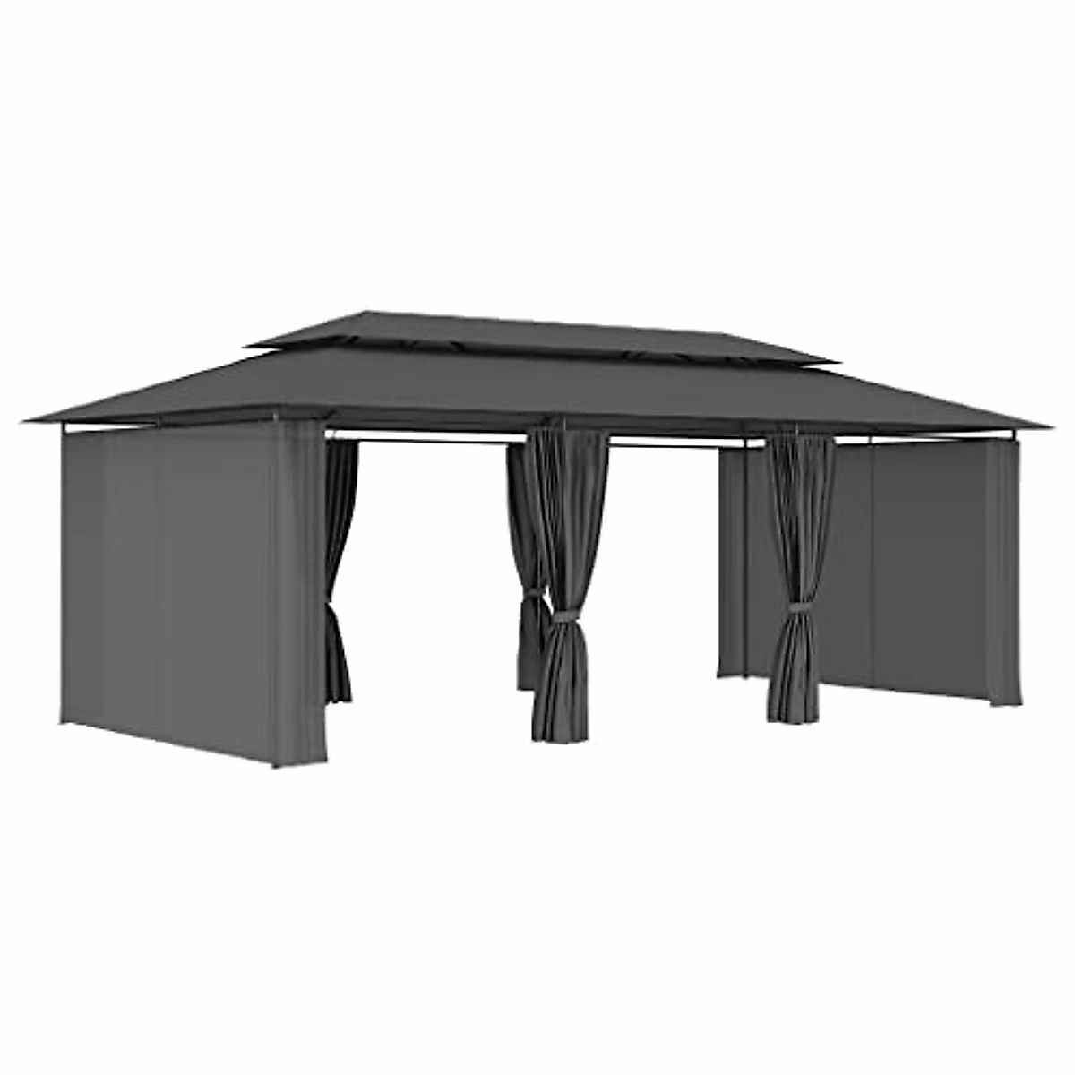 ADUH 236.2"x117.3"x106.3" Gazebo with Curtains Anthracite Easy to Assemble for Outdoor Backyard Gardens