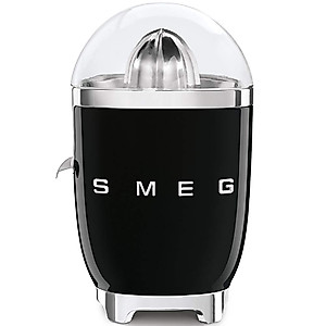 SMEG 50's Retro Style Citrus Juicer with Drip Free Spout, Automatic Activation, and Efficient Straining, Black